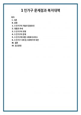 1인가구 문제점과 복지대책-1페이지