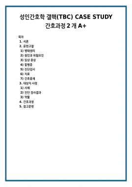 성인간호학 갤핵(TBC) CASE STUDY 간호과정2개-1페이지