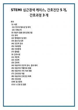 STEMI 심근경색 케이스, 간호진단 5개, 간호과정 3개-1페이지