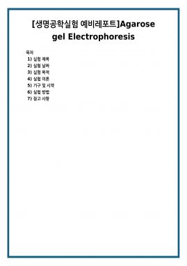 [생명공학실험 예비레포트]Agarose gel Electrophoresis-1페이지