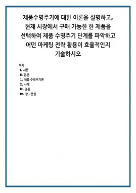 제품수명주기에 대한 이론을 설명하고, 현재 시장에서 구매 가능한 한 제품을 선택하여 제품 수명주기 단계를 파악하고 어떤 마케팅 전략 활용이 효율적인지 기술하시오 (1)-1페이지