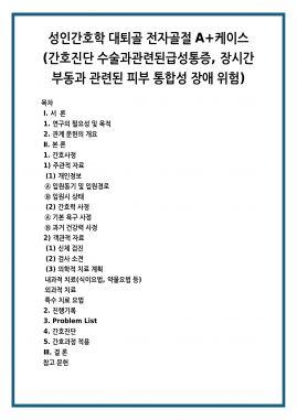 성인간호학 대퇴골 전자골절 케이스 (간호진단 수술과관련된급성통증, 장시간 부동과 관련된 피부 통합성 장애 위험)-1페이지
