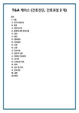 T&A 케이스 (간호진단, 간호과정 2개)-1페이지