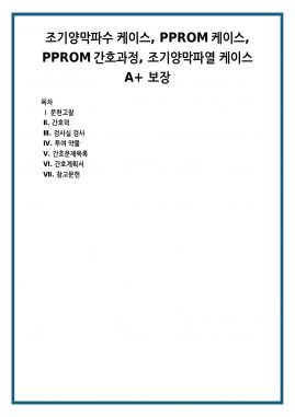 조기양막파수 케이스, PPROM케이스, PPROM간호과정, 조기양막파열 케이스 보장-1페이지