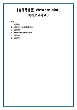[생화학실험] Western blot_예비보고서 A0-1페이지