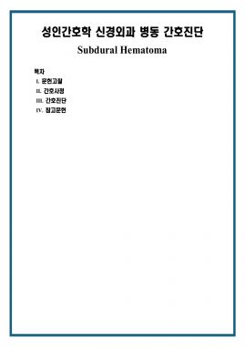 성인간호학 신경외과 병동 간호진단 Subdural Hematoma-1페이지