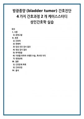 방광종양 (bladder tumor) 간호진단 4가지 간호과정 2개 케이스스터디 성인간호학 실습-1페이지