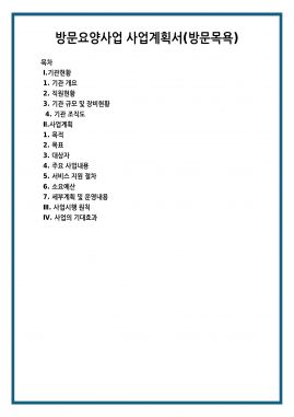 방문요양사업 사업계획서(방문목욕)-1페이지