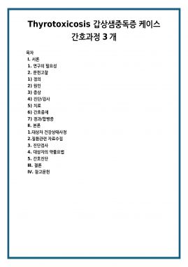 Thyrotoxicosis 갑상샘중독증 케이스 간호과정 3개-1페이지