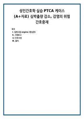 성인간호학 실습 PTCA 케이스 심박출량 감소, 감염의 위험 간호중재-1페이지
