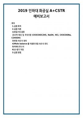 인하대 화공실 CSTR 예비보고서-1페이지