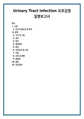 Urinary Tract Infection 요로감염 질병보고서-1페이지