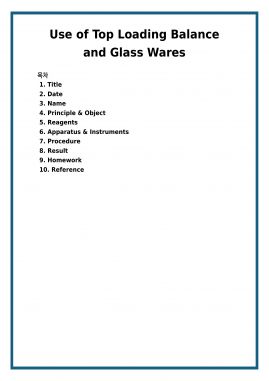 Use of Top Loading Balance and Glass Wares-1페이지