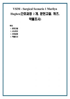 VSIM - Surgical Scenario 1 Marilyn Hughes(간호과정 2개, 문헌고찰, 퀴즈, 약물조사)-1페이지