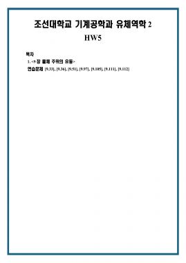 조선대학교 기계공학과 유체역학2 HW5-1페이지