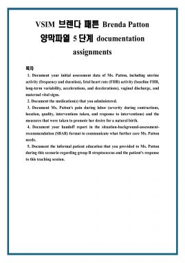 VSIM 브렌다 패튼 Brenda Patton 양막파열 5단계 documentation assignments-1페이지