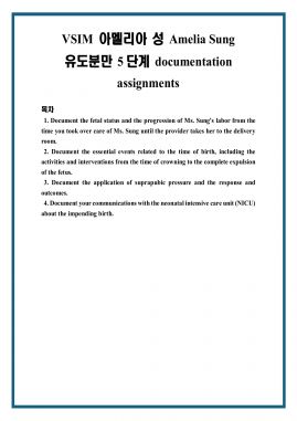 VSIM 아멜리아 성 Amelia Sung 유도분만 5단계 documentation assignments-1페이지