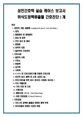 성인간호학 실습 케이스 보고서 위식도정맥류출혈 간호진단2개-1페이지