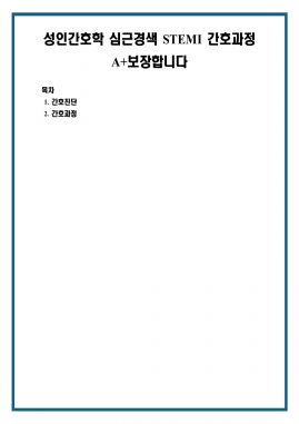 성인간호학 심근경색 STEMI 간호과정 보장합니다-1페이지