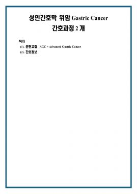 성인간호학 위암Gastric Cancer 간호과정2개-1페이지