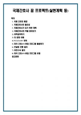국제간호사 꿈 프로젝트(실현계획 등)-1페이지