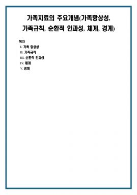가족치료의 주요개념(가족항상성, 가족규칙, 순환적 인과성, 체계, 경계)-1페이지