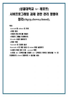 [성결대학교] 서버프로그래밍 과제 권한 관리 명령어 정리(chgrp,chown,chmod),-1페이지