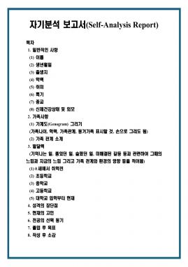 자기분석 보고서(Self-Analysis Report)-1페이지