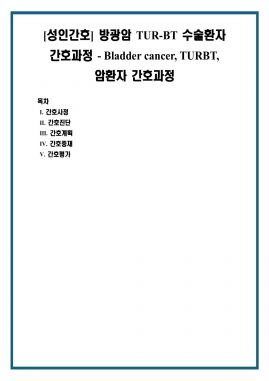 [성인간호] 방광암 TUR-BT 수술환자 간호과정 - Bladder cancer, TURBT, 암환자 간호과정-1페이지