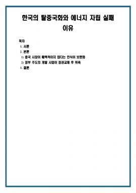 한국의 탈중국화와 에너지 자립 실패 이유-1페이지