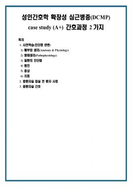 성인간호학 확장성 심근병증(DCMP) case study 간호과정 2가지-1페이지