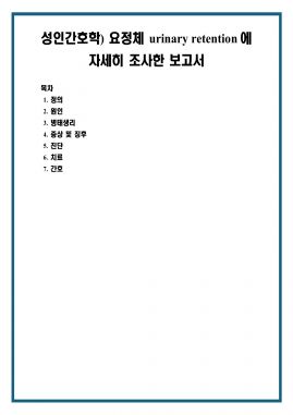 성인간호학) 요정체 urinary retention에 자세히 조사한 보고서-1페이지