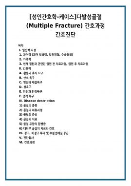 [성인간호학-케이스]다발성골절(Multiple Fracture) 간호과정 간호진단-1페이지