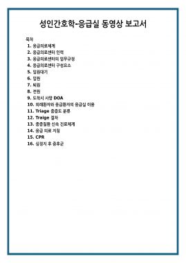 성인간호학-응급실 동영상 보고서-1페이지