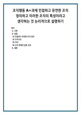 조직행동 과제 민첩하고 유연한 조직 정의하고 이러한 조직의 특성이라고 생각하는 것 논리적으로 설명하기-1페이지