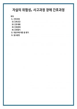 자살의 위험성, 사고과정 장애 간호과정-1페이지
