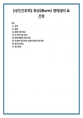 [성인간호학] 화상(Burn) 병태생리 & 간호-1페이지