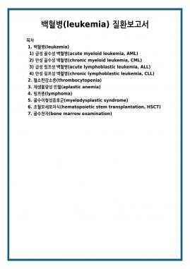 백혈병(leukemia) 질환보고서-1페이지