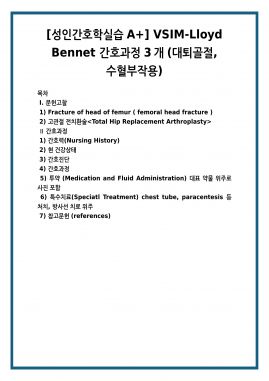[성인간호학실습] VSIM-Lloyd Bennet 간호과정 3개 (대퇴골절, 수혈부작용)-1페이지