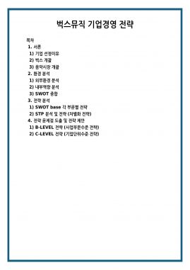 벅스뮤직 기업경영 전략-1페이지