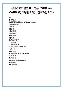 성인간호학실습 내과병동 ESRD on CAPD (간호진단 5개) (간호과정 3개)-1페이지