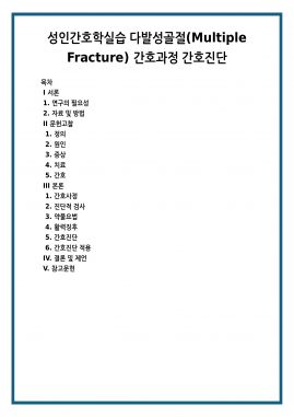 성인간호학실습 다발성골절(Multiple Fracture) 간호과정 간호진단-1페이지