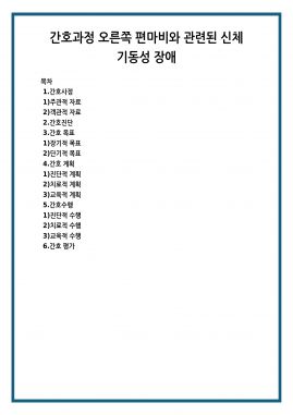 간호과정 오른쪽 편마비와 관련된 신체 기동성 장애-1페이지