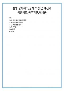 한일 군사제도,군사 모집,군 예산과 봉급비교,복무기간,예비군-1페이지