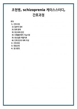 조현병, schizoprenia 케이스스터디, 간호과정-1페이지