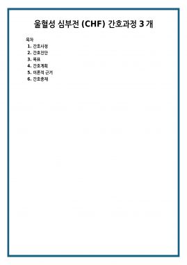 울혈성 심부전 (CHF) 간호과정 3개-1페이지