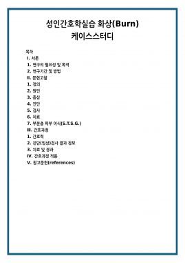 성인간호학실습 화상(Burn) 케이스스터디-1페이지