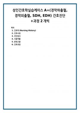 성인간호학실습케이스 (경막하출혈, 경막외출혈, SDH, EDH) 간호진단과정 2개씩-1페이지