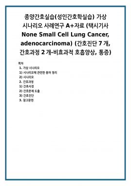 종양간호실습(성인간호학실습) 가상 시나리오 사례연구 자료 (택시기사 None Small Cell Lung Cancer, adenocarcinoma) (간호진단 7개, 간호과정-1페이지