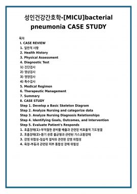 성인건강간호학-[MICU]bacterial pneumonia CASE STUDY-1페이지